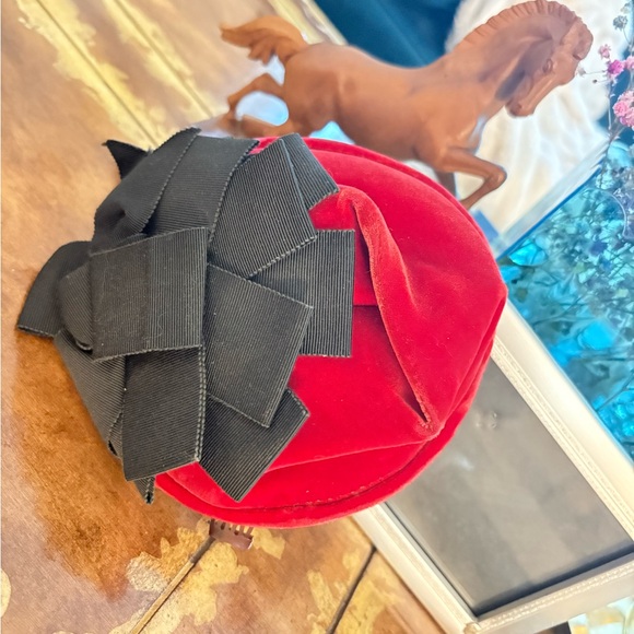chanda | Accessories | Vintage 5s Pin Up Fascinator Red Velvet Hat With ...